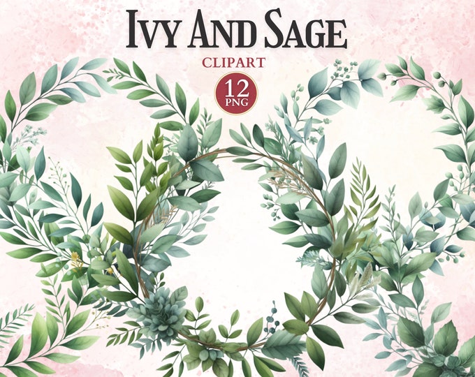 Watercolor Floral Frame Digital Paper: Sage Green & Beige (10 JPG ...
