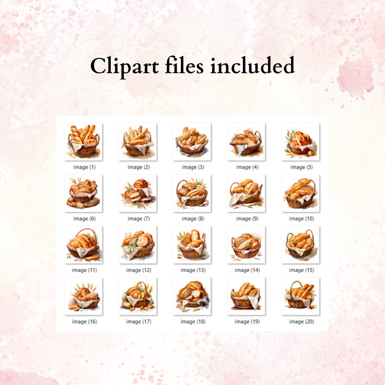 Bread Basket Clipart, Food Clipart Bundle, Bakery Clipart, Baguette Png ...