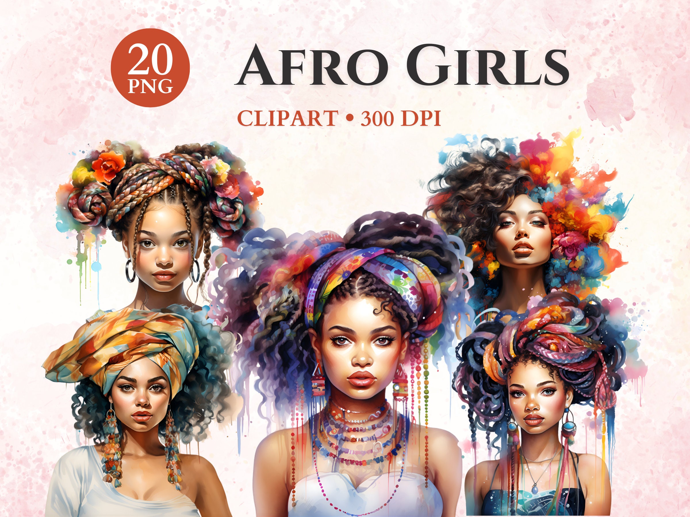 Afro Girls Clipart Black Girl Clipart Pretty Girls Clipart - Etsy
