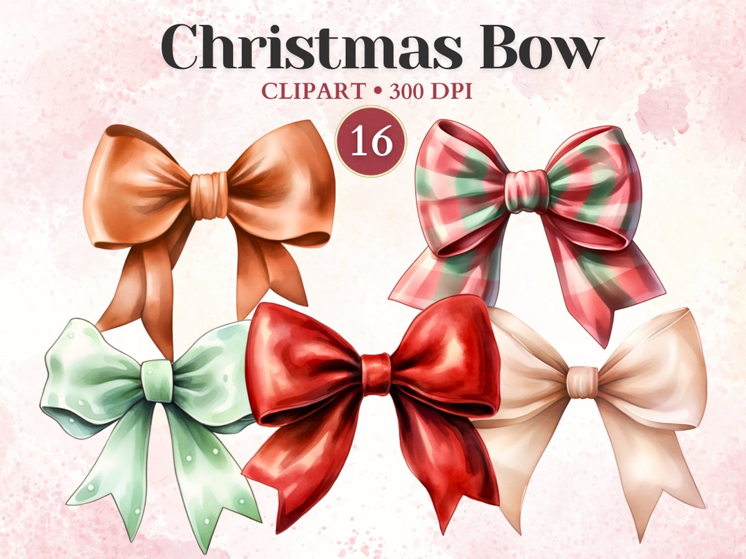 Christmas Bow Clipart, Ribbon, Present, Gift Box, Holiday, Winter ...