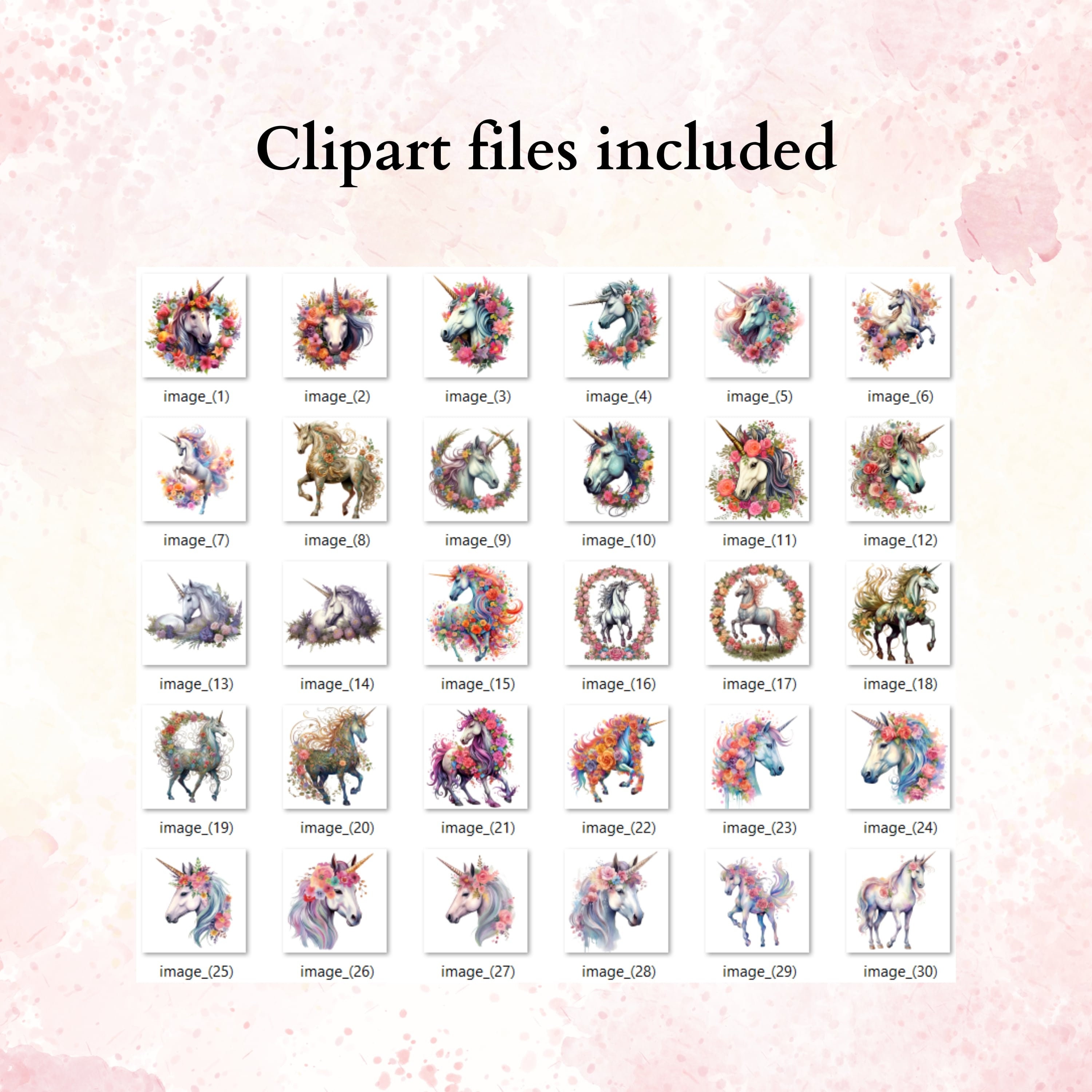 Floral Unicorn Clipart, Magic Unicorn Graphics, Watercolor Png, Fantasy ...