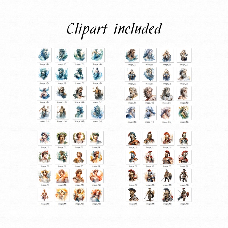 Greek Gods Clipart Bundle, Whimsical Wonder, Mythology Clipart, Greek ...