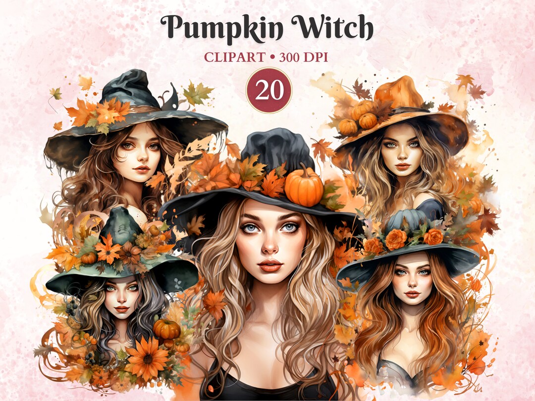 Pumpkin Witch Clipart Witchy Witchcraft Halloween Night - Etsy