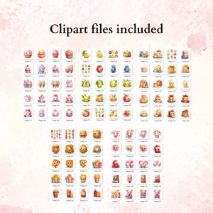Kawaii Food Clipart Bundle, Set, Watercolor, Cute Food, Sweets, Candy ...
