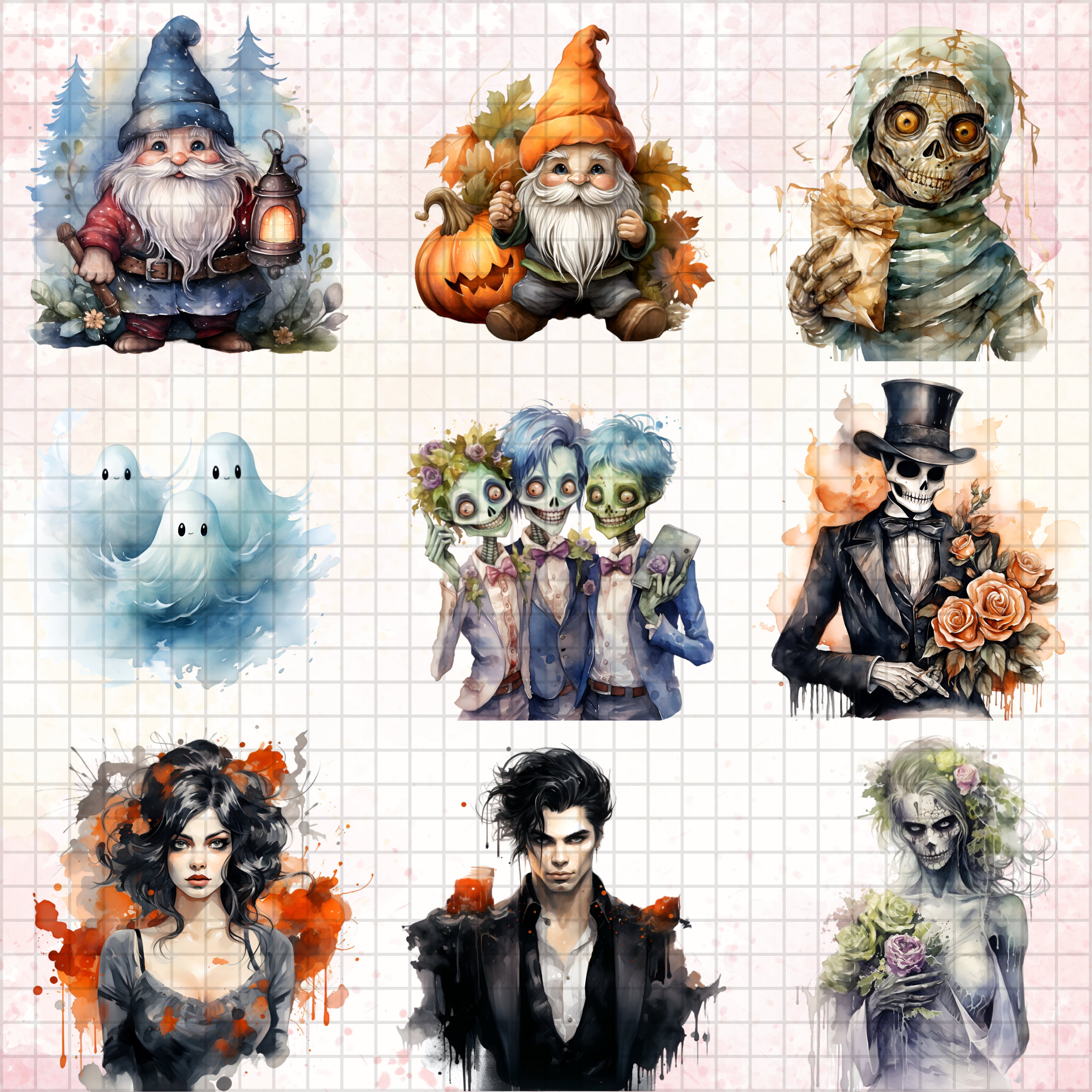 Halloween Characters Clipart Bundle Scary Clipart Halloween - Etsy
