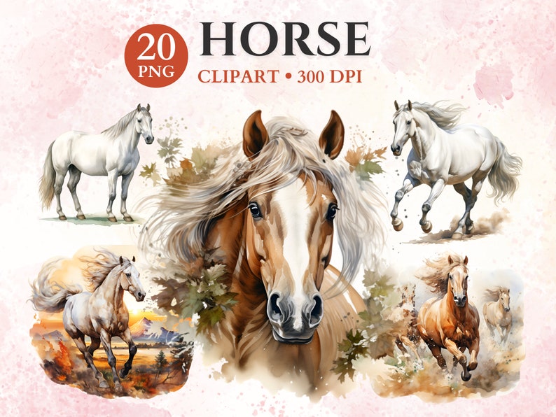 Horse Clipart Horse Png Watercolor Png Farm Animals - Etsy