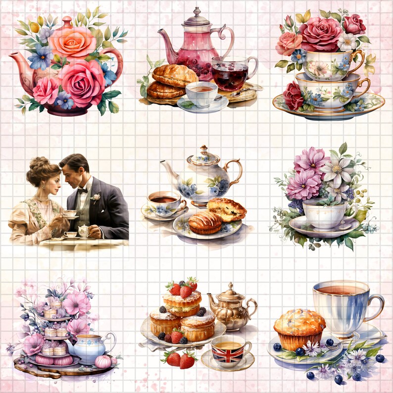 Tea Time Clipart Bundle Teapot Clipart Tea Cup Png Tea - Etsy