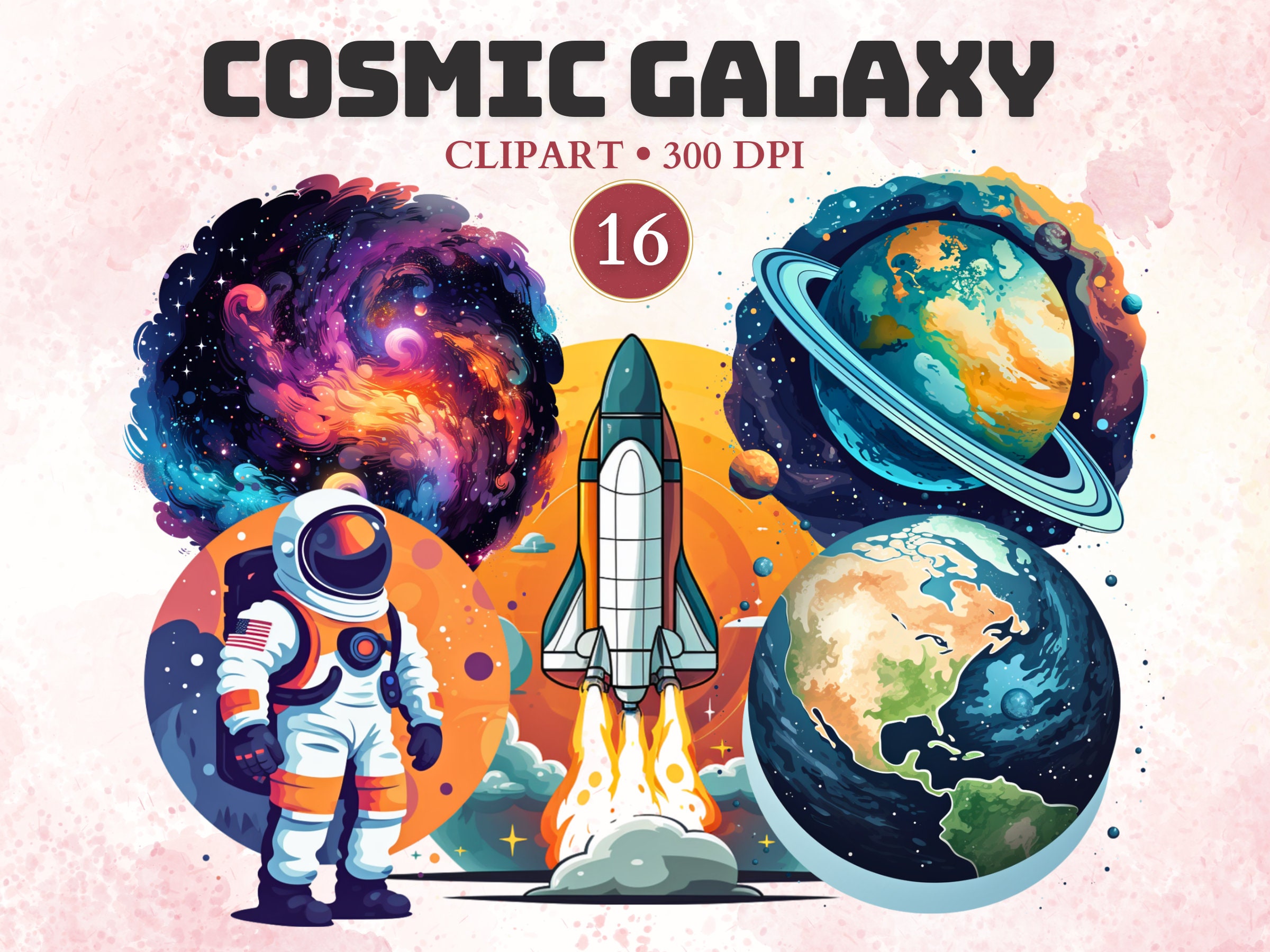 Cosmic Galaxy Clipart, Watercolor, Space Clipart, Galaxy, Universe, Png ...