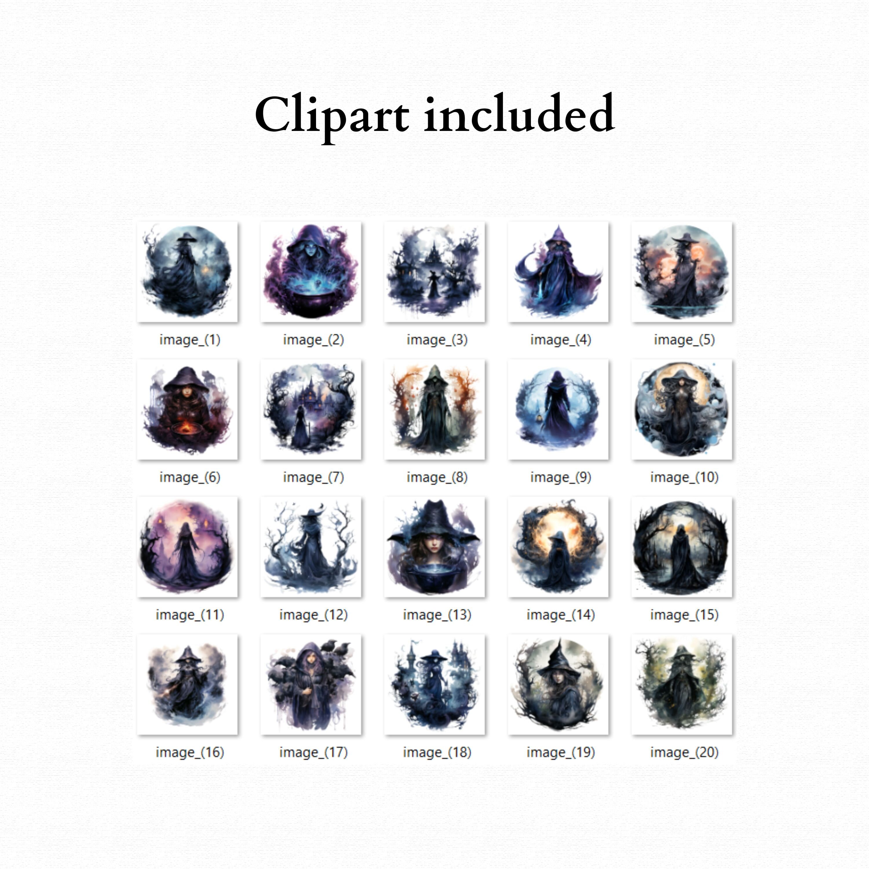 Dark Witch Clipart, Watercolor, Witchcraft Clipart, Witch Png, Witches ...