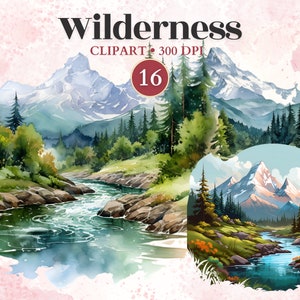 Wilderness Clipart, Mountain Vector, Forest Graphics, Enchanted Forest ...