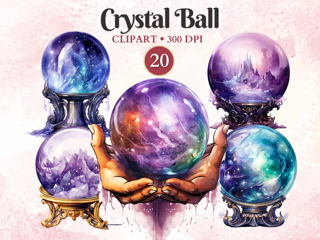 Crystal Ball Clipart, Watercolor, Witchcraft Clipart, Divination ...