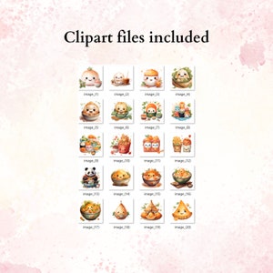 Kawaii Chinese Clipart, Watercolor, Kawaii Food Clipart Set, Cute Food ...
