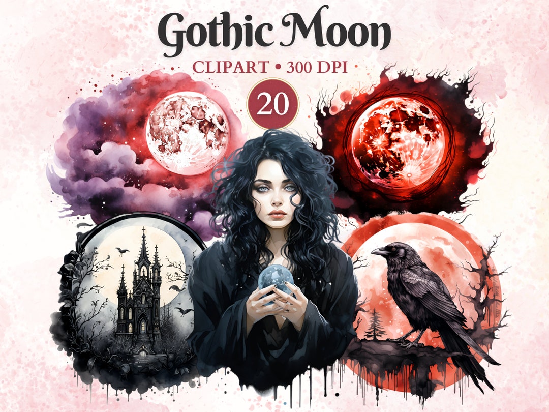 Gothic Moon Clipart, Crescent Moon, Dark Academia, Witchcraft Png ...