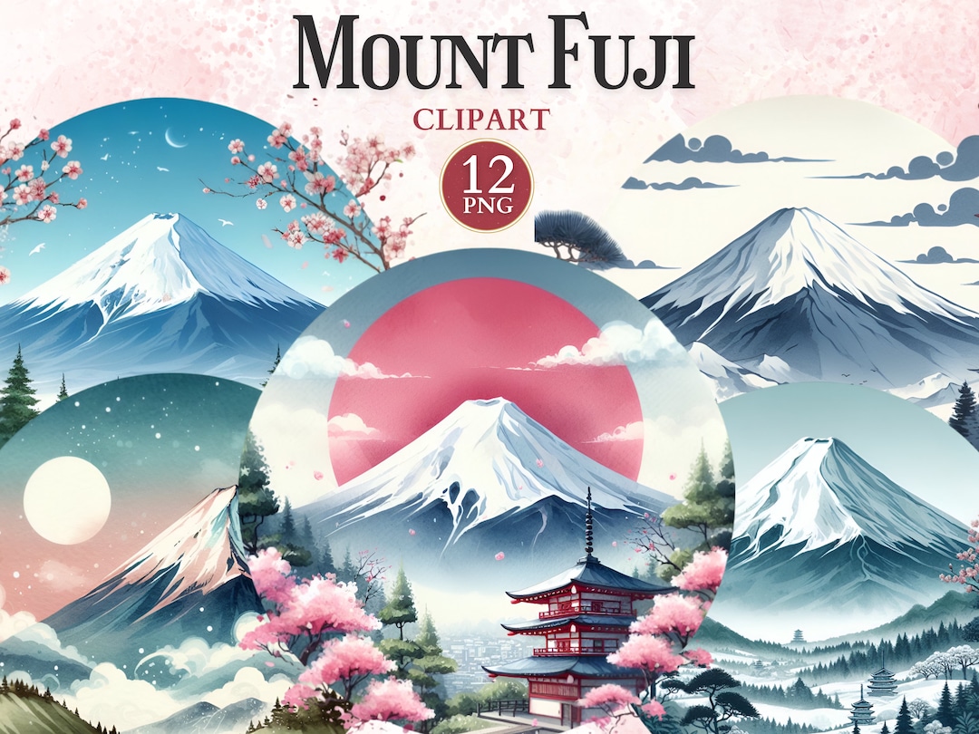 Mount Fuji Clipart, Mountain Clipart, Asian Sanctuary, Japan Clipart ...