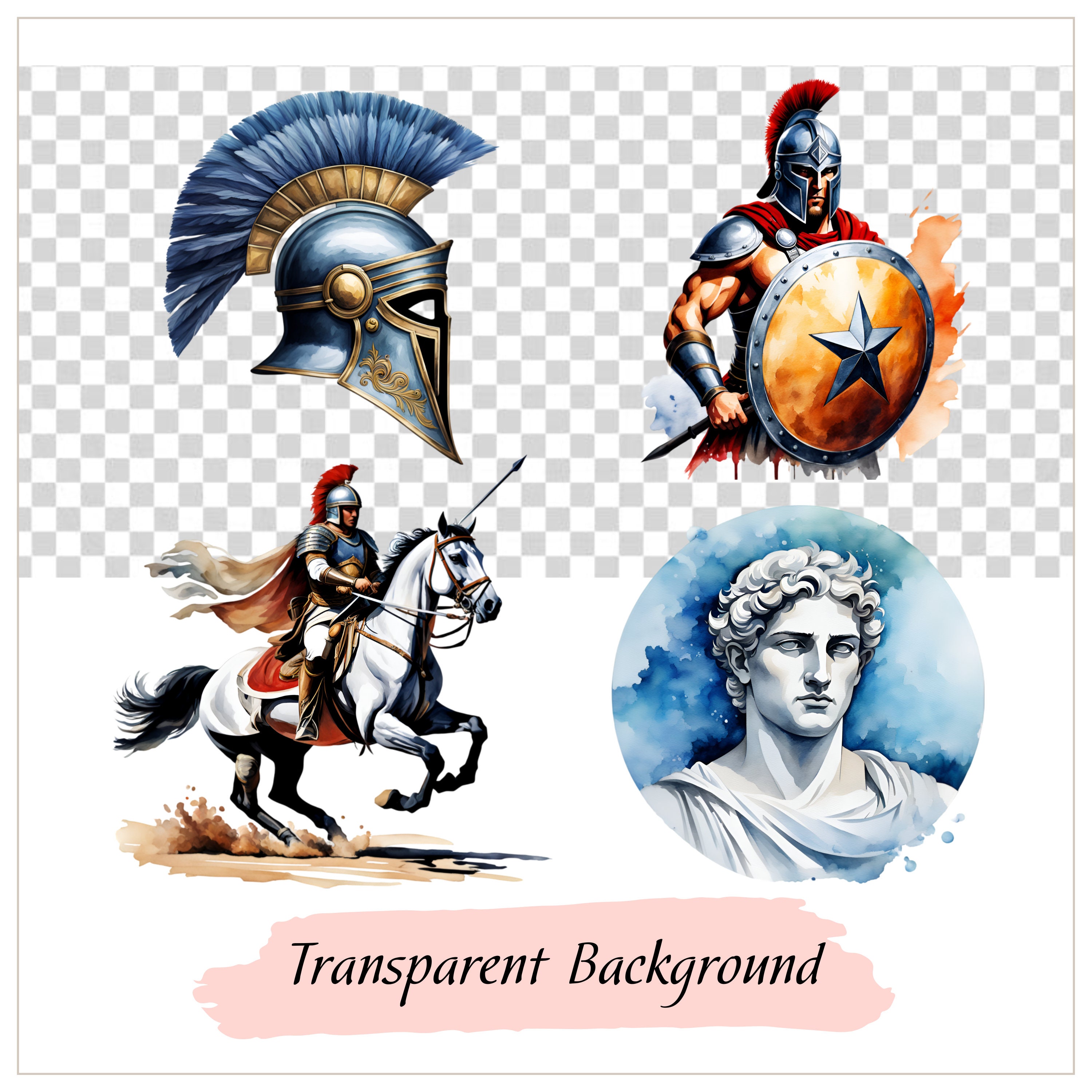 Ancient Greek Clipart Bundle, Greek Warrior Clipart, Sparta, Gladiator ...