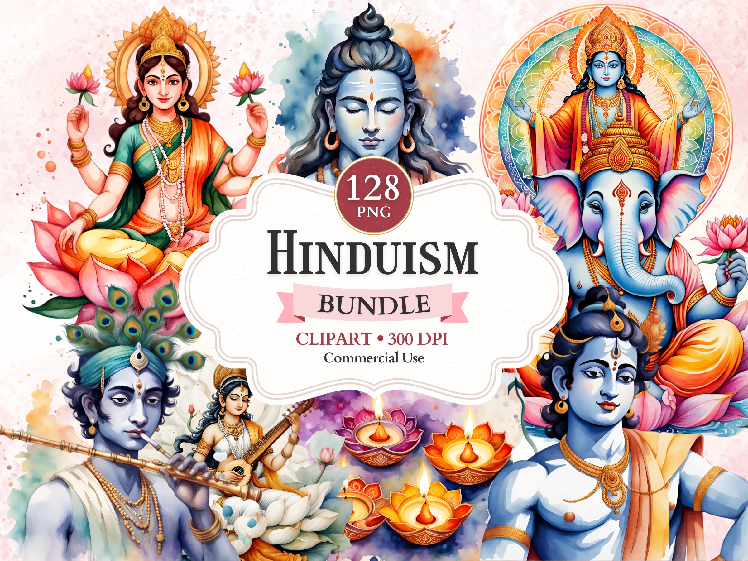 Hinduism Clipart Bundle, Happy Diwali, Hindu Deity, Cosmic Dancer ...