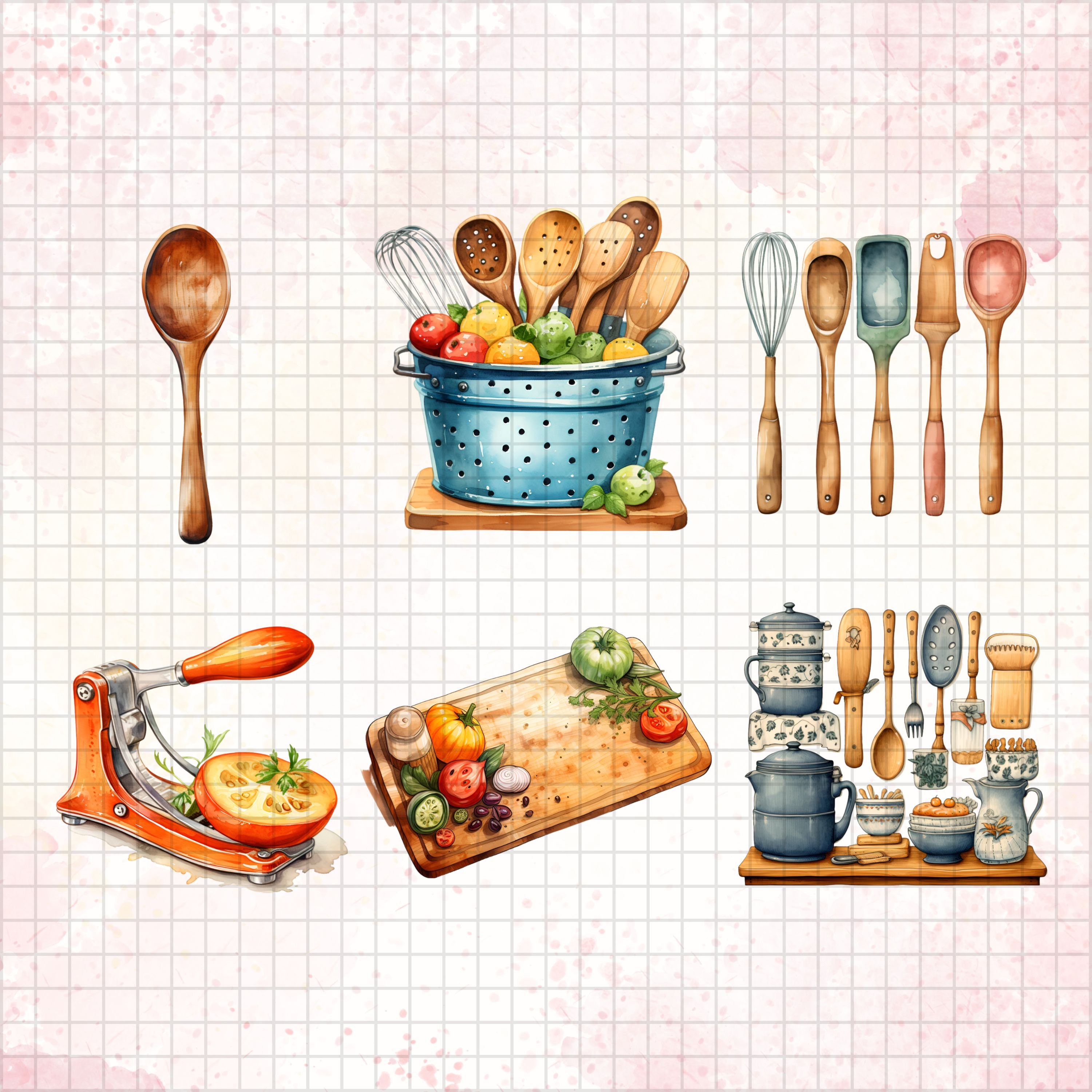 Kitchen Utensils Clipart, Cooking Tools Clipart, Chef Tools, Cook ...