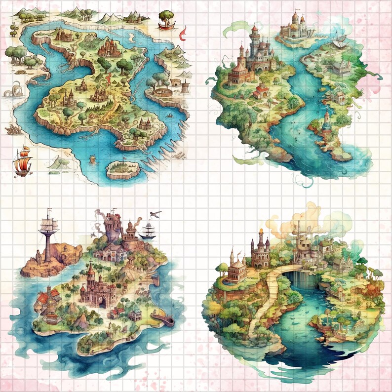 Cartography Maps Clipart Map Illustration Landscape Art - Etsy