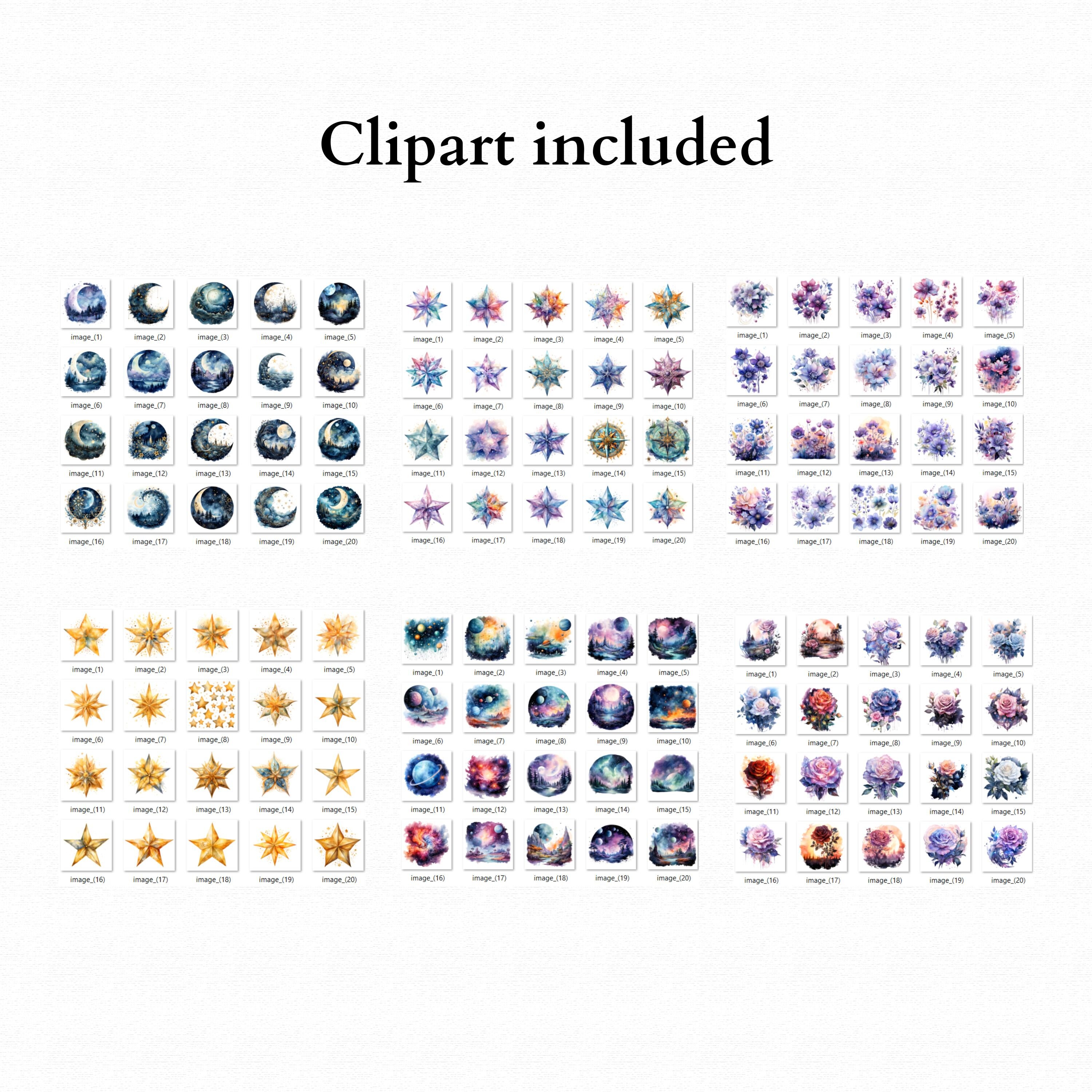 Fantasy Galaxy Clipart Bundle Set Magic Galaxy Moon Star - Etsy