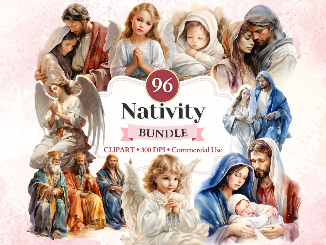 Nativity Clipart Bundle, Three Wise Men, Mary and Joseph, Holy Family ...