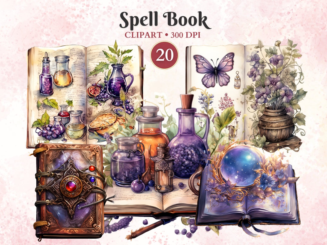 Spell Book Clipart, Hocus Pocus Png, Magic Books, Mystical Books, Book ...