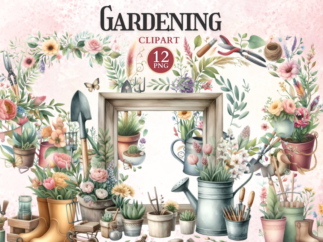 Gardening Frame Clipart, Garden Farmhouse Border Png, Printable Photo ...