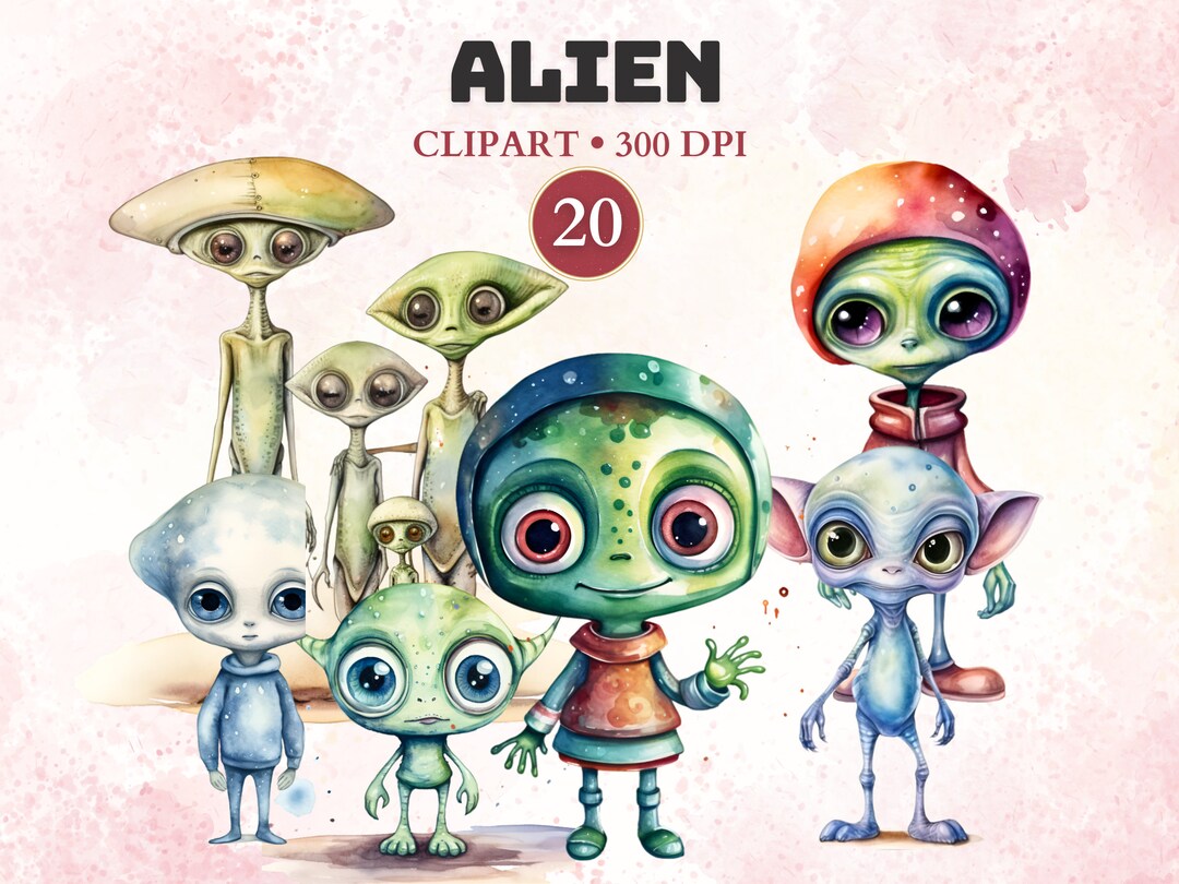 Alien Clipart, Watercolor, Space, Galaxy Clipart, Universe, Png, Outer ...