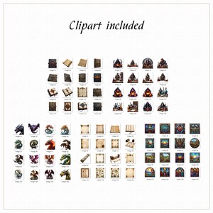 Medieval Fantasy Clipart Bundle, Dragon Png, Witchy Clipart, Fairy Png ...