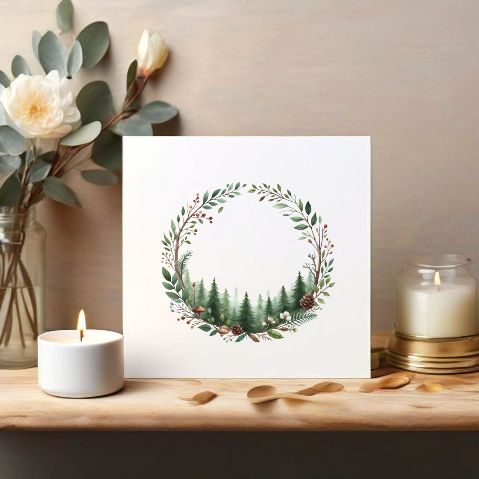 Forest Frames Clipart Bundle, Enchanted Forest, Printable Greenery ...