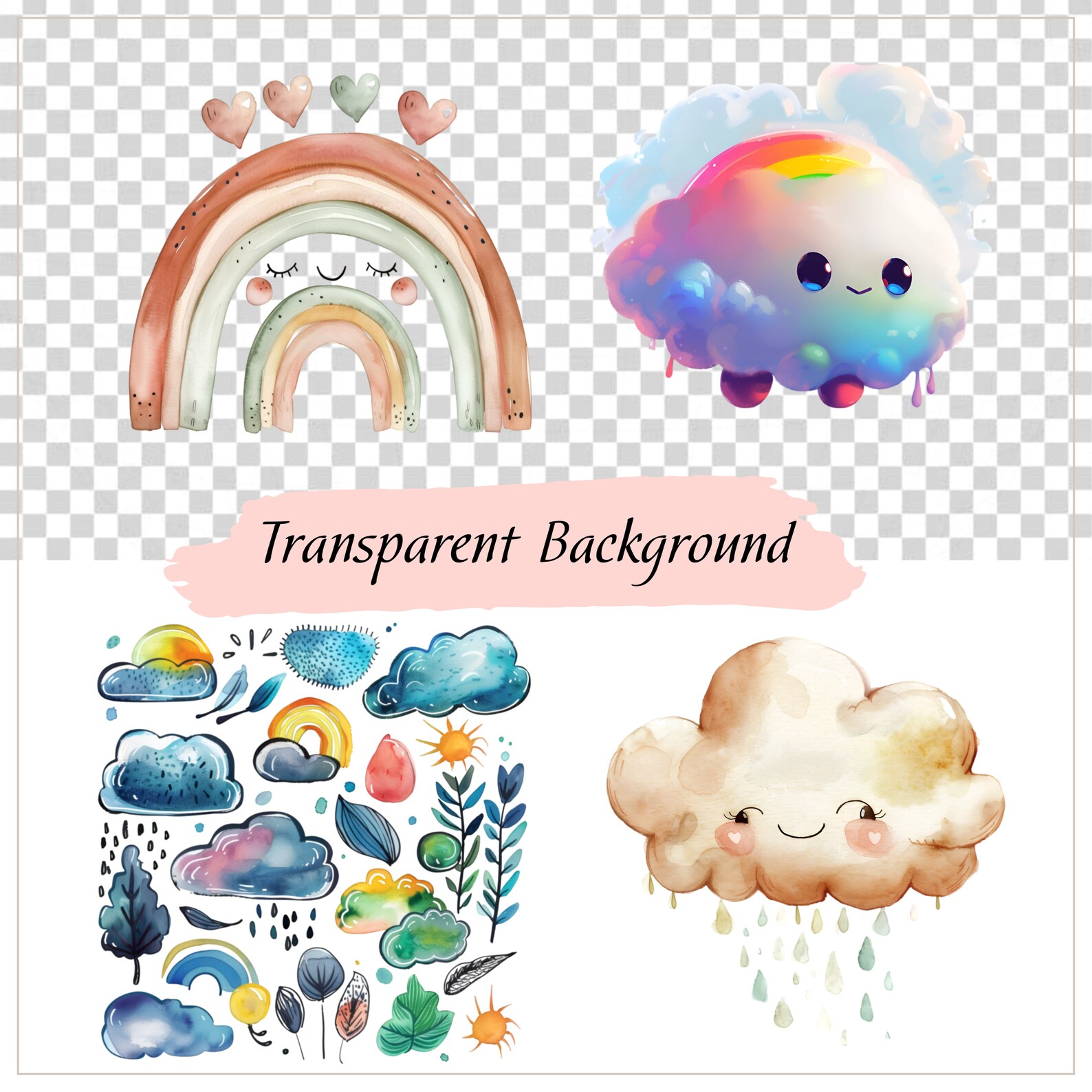 Kawaii Weather Clipart, Kawaii Weather, Rainy Day, Cute Sun Clipart ...
