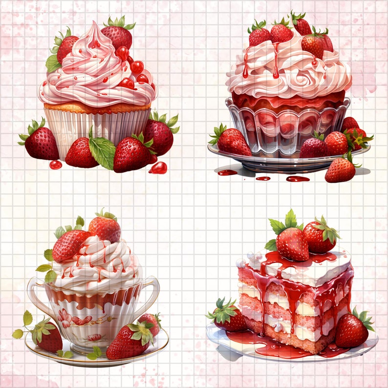 Strawberry Cake Clipart, Birthday Party Png, Dessert, Sweet Food ...
