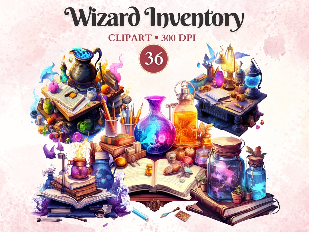 Wizard Inventory Clipart Magic Clip Art Wizards Graphics - Etsy