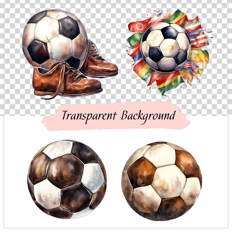 Soccer Ball Clipart, Soccer Ball Png, Watercolor Football, Football ...