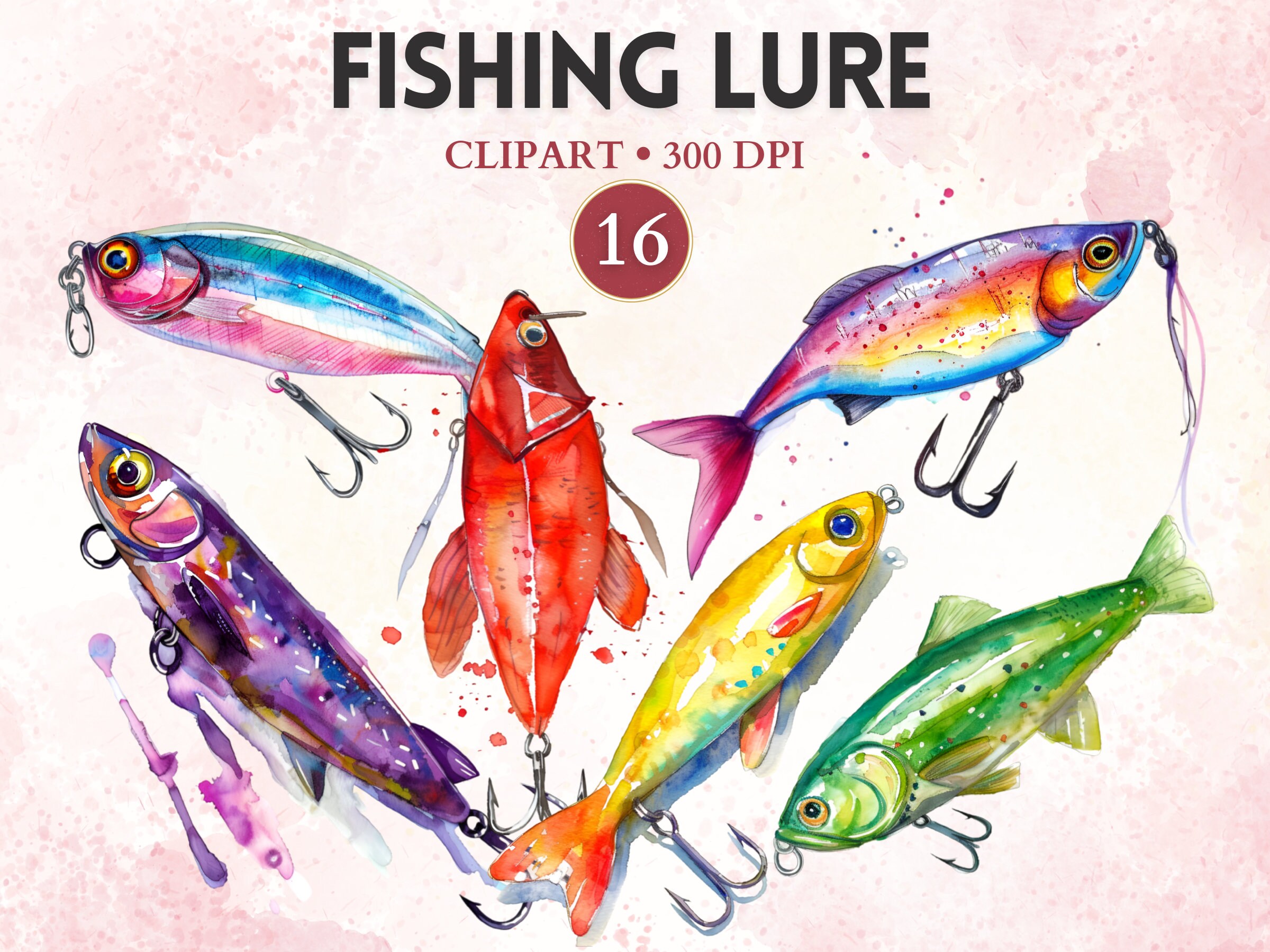 Fishing Lure Clipart, Fishing Watercolor, Fisherman Clipart, Sport ...