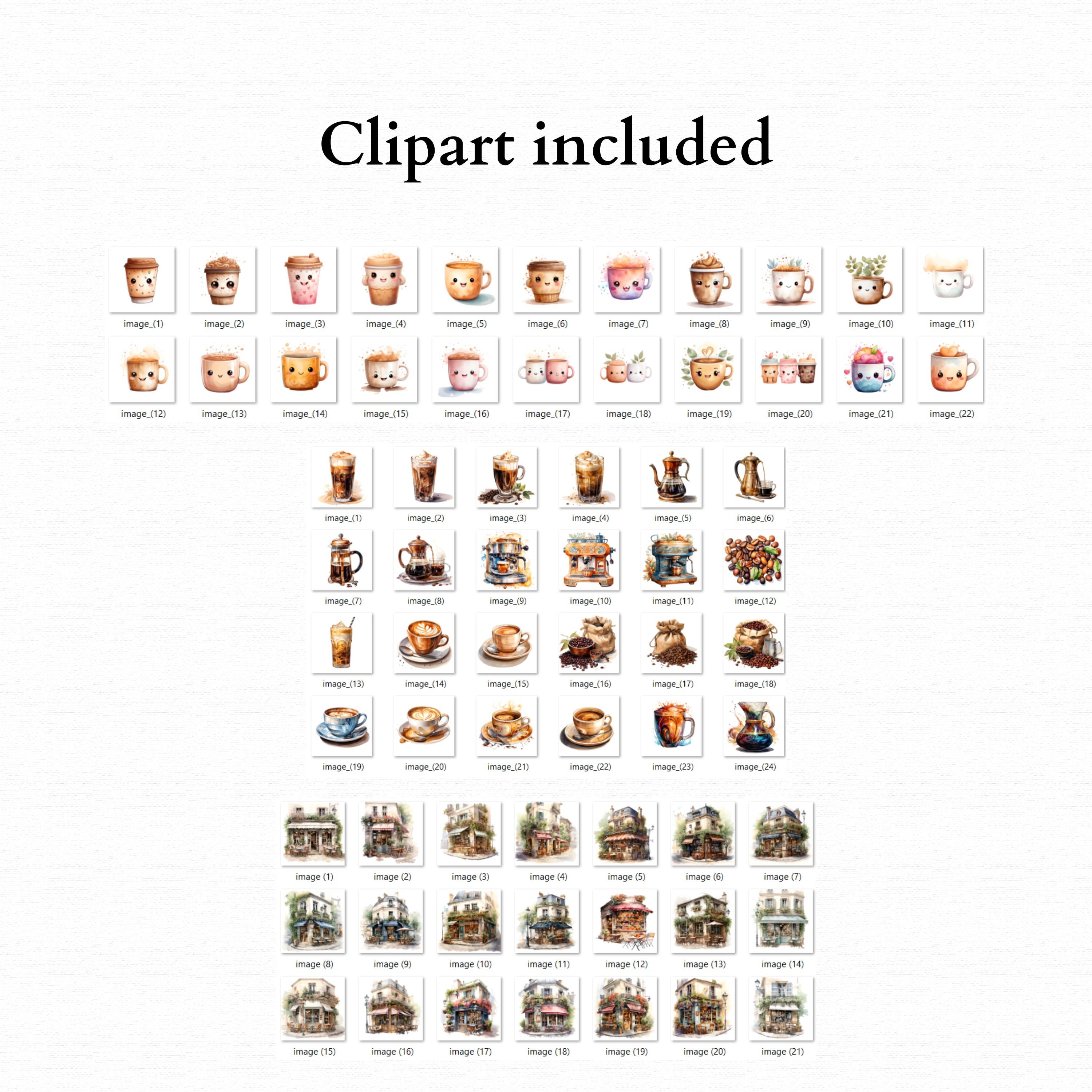 Coffee Time Clipart Bundle, Set, Watercolor, Coffee Png, Break, Cup ...