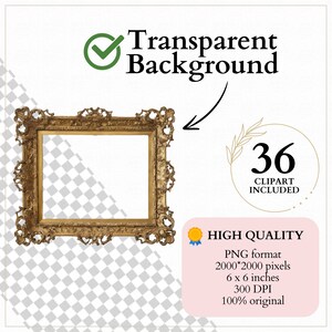 Vintage Frames Clipart Bundle, Old Antique Printable Frames Png, Ornate ...