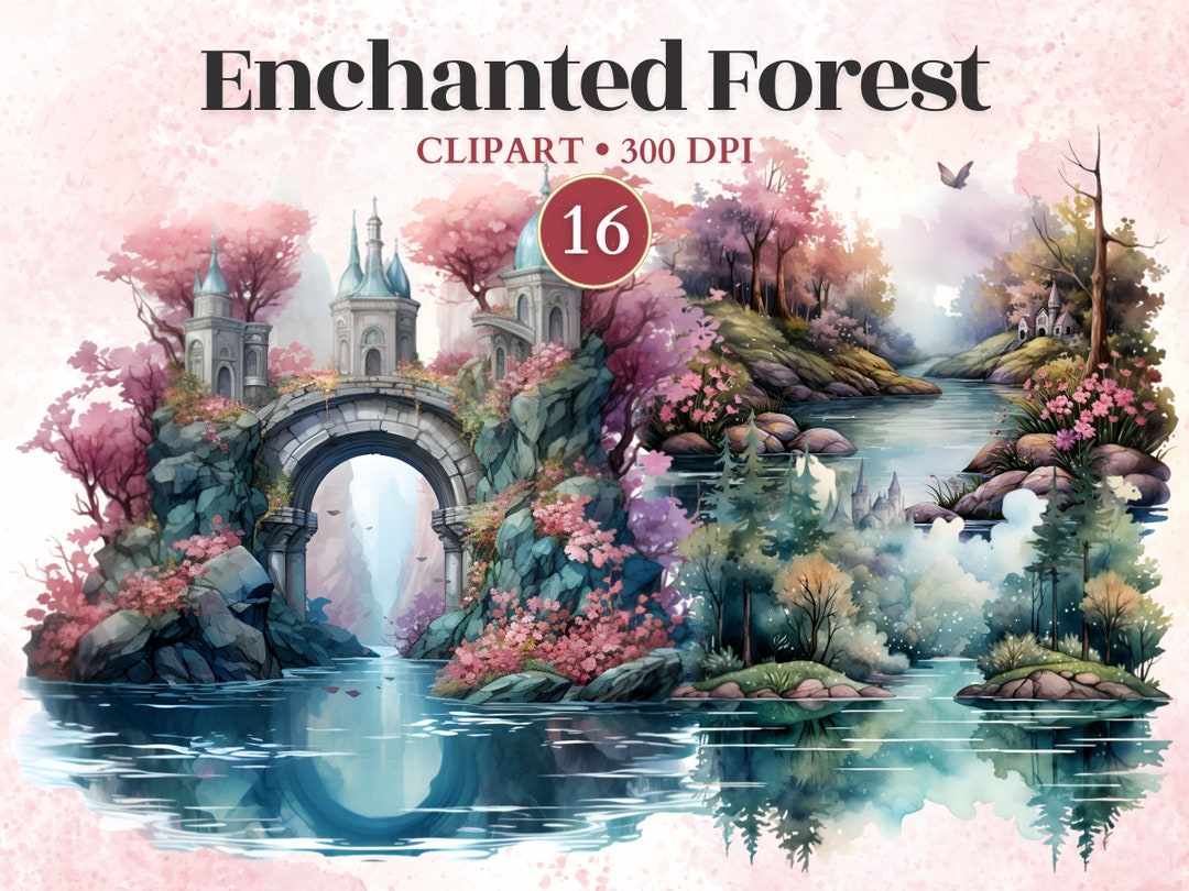 Enchanted Forest Clipart, Wilderness Clipart, Mountain Vector, Forest ...