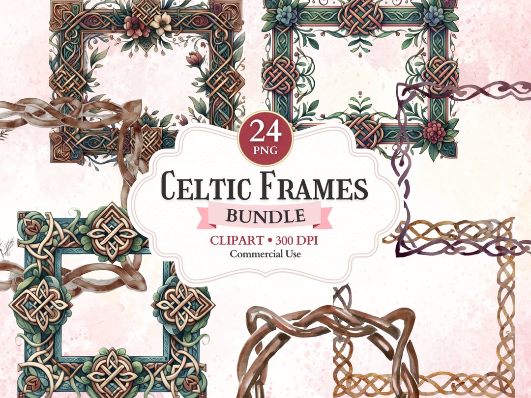 Celtic Frames Clipart Bundle, Antique Printable Frame Png to Ornate ...