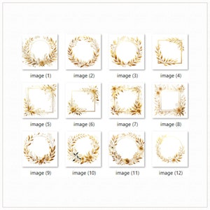 Watercolor Gold Frame Clipart, Printable Frames Png, Picture Ornament ...