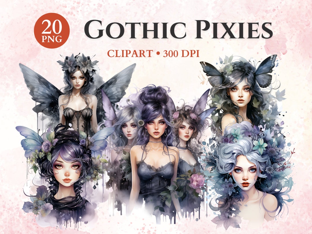 Gothic Pixies Clipart, Pixie Clipart, Fairy Png, Gothic Fairy, Gothic ...