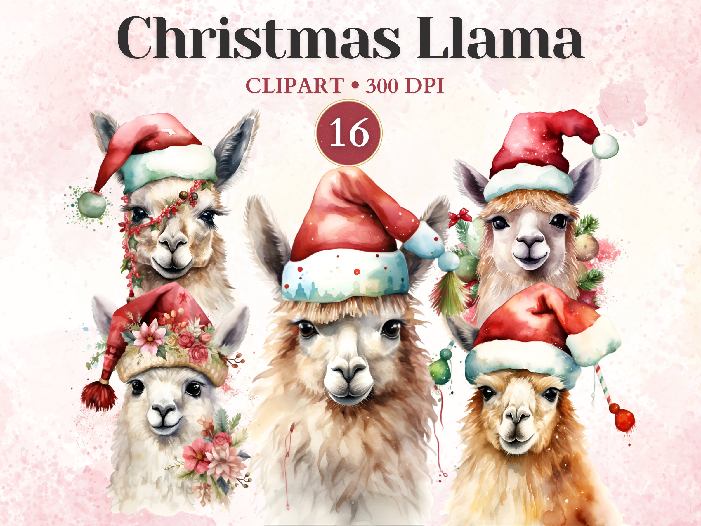 Christmas Llama Clipart, Llama Png, Cute Alpaca, Cute Animal Clipart ...