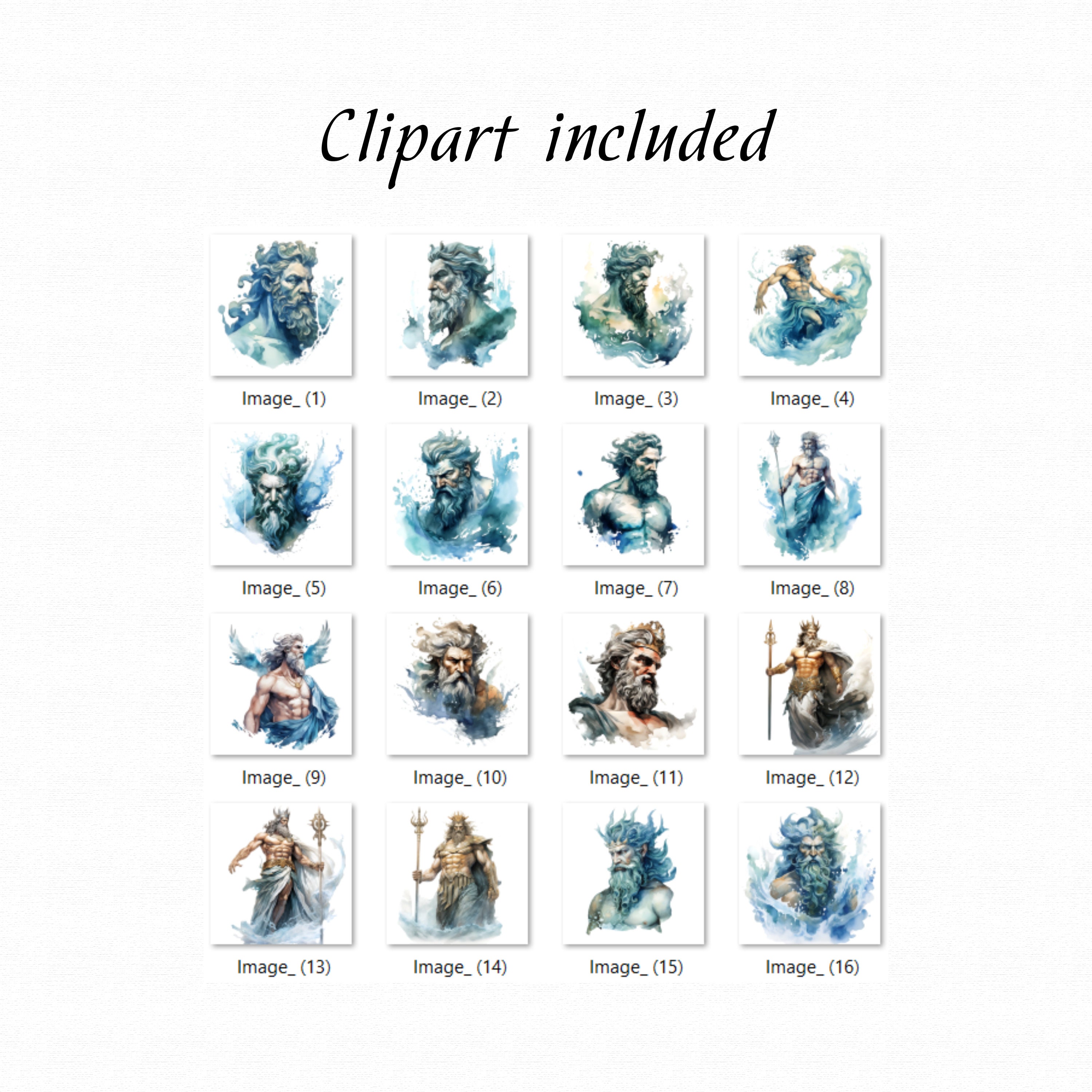 Poseidon Clipart, Whimsical Wonder, Mythology Clipart, Greek Gods ...
