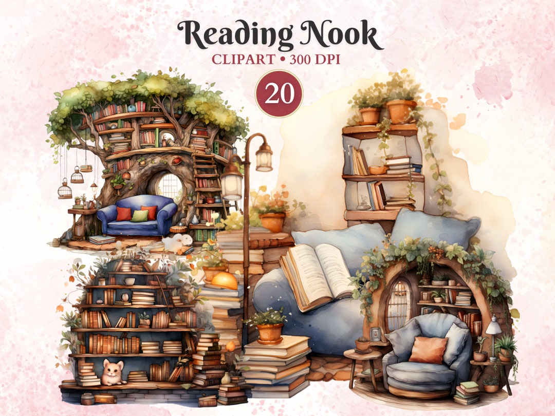 Reading Nook Clipart, Library Clipart, Mystical Books, Fantasy Reading ...