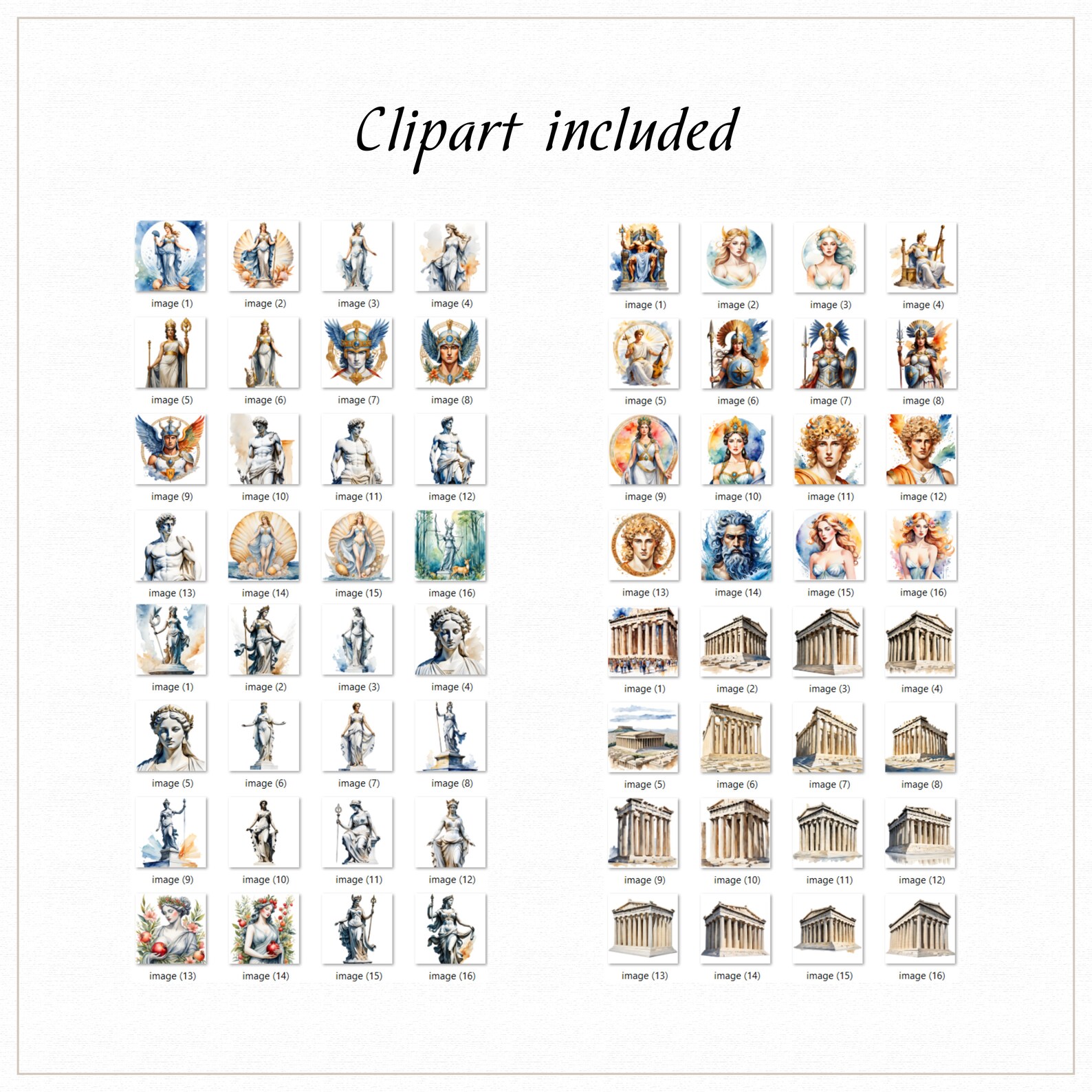 Ancient Greek Clipart Bundle, Mount Olympus, Parthenon, Greek Temple ...