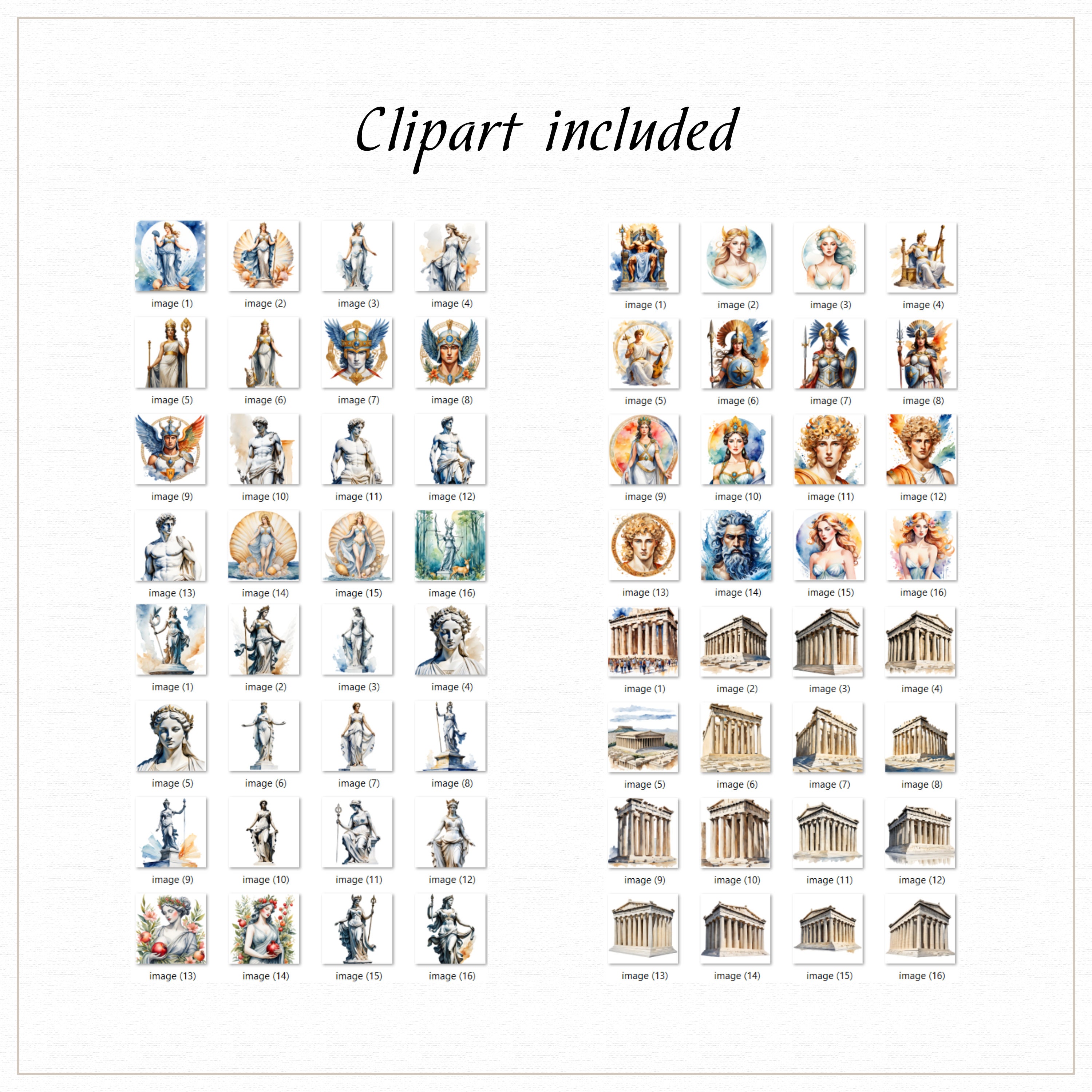 Ancient Greek Clipart Bundle, Mount Olympus, Parthenon, Greek Temple ...