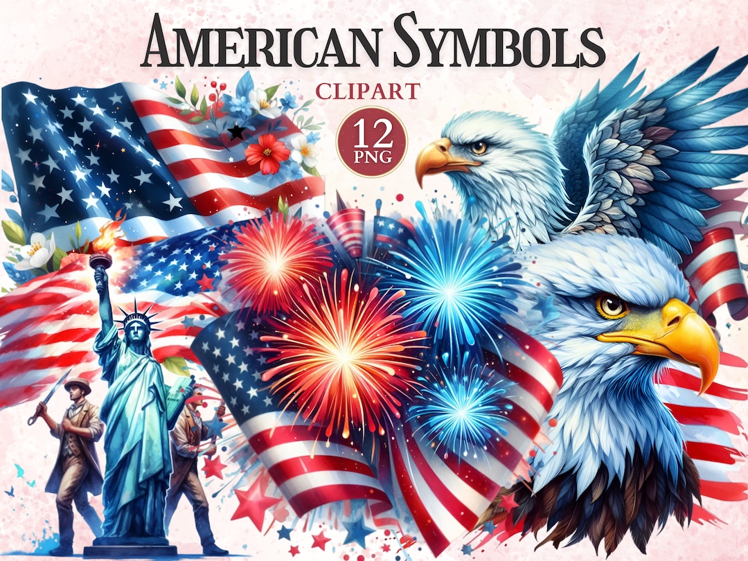 American Symbols Clipart, Independence Day Graphics, USA Flag Clipart ...