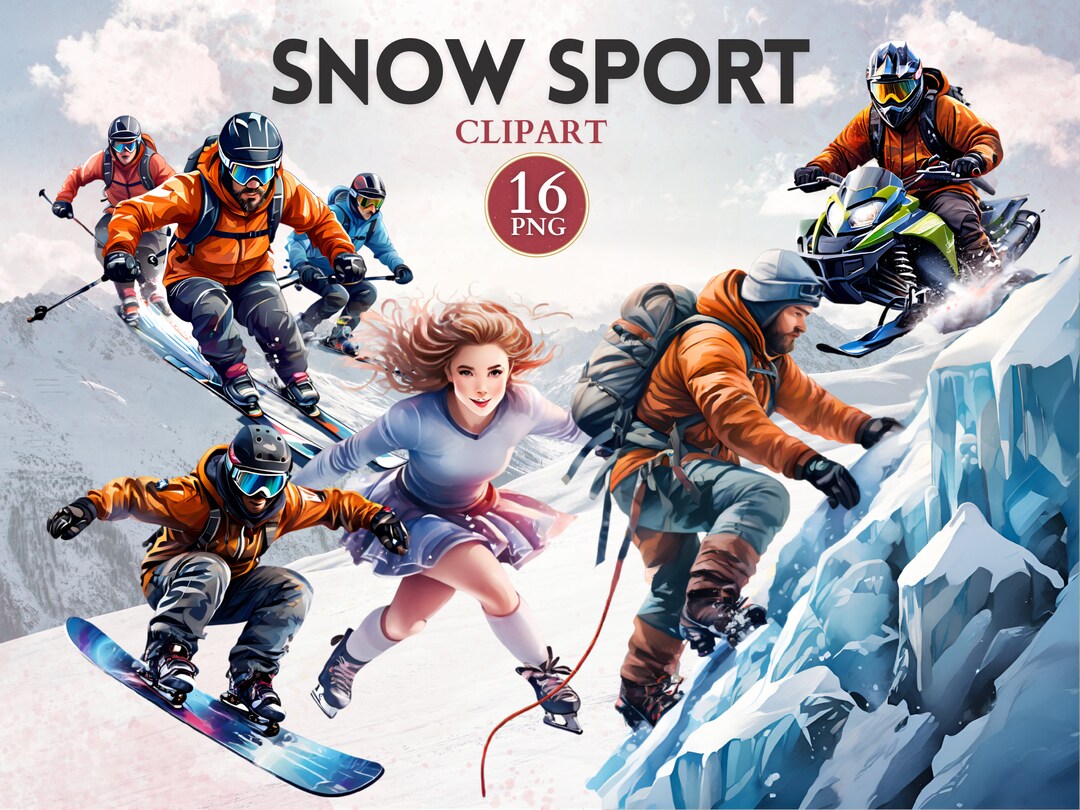 Snow Sport Clipart, Ski, Ice Skate, Snowmobile, Snowboard, Snow Png ...