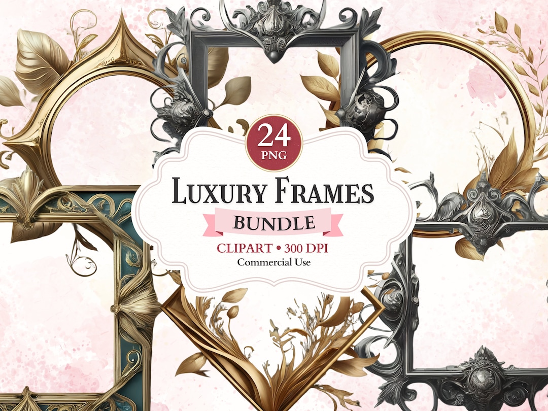 Luxury Gold & Silver Frames Clipart Bundle, Old Vintage Frames Png ...