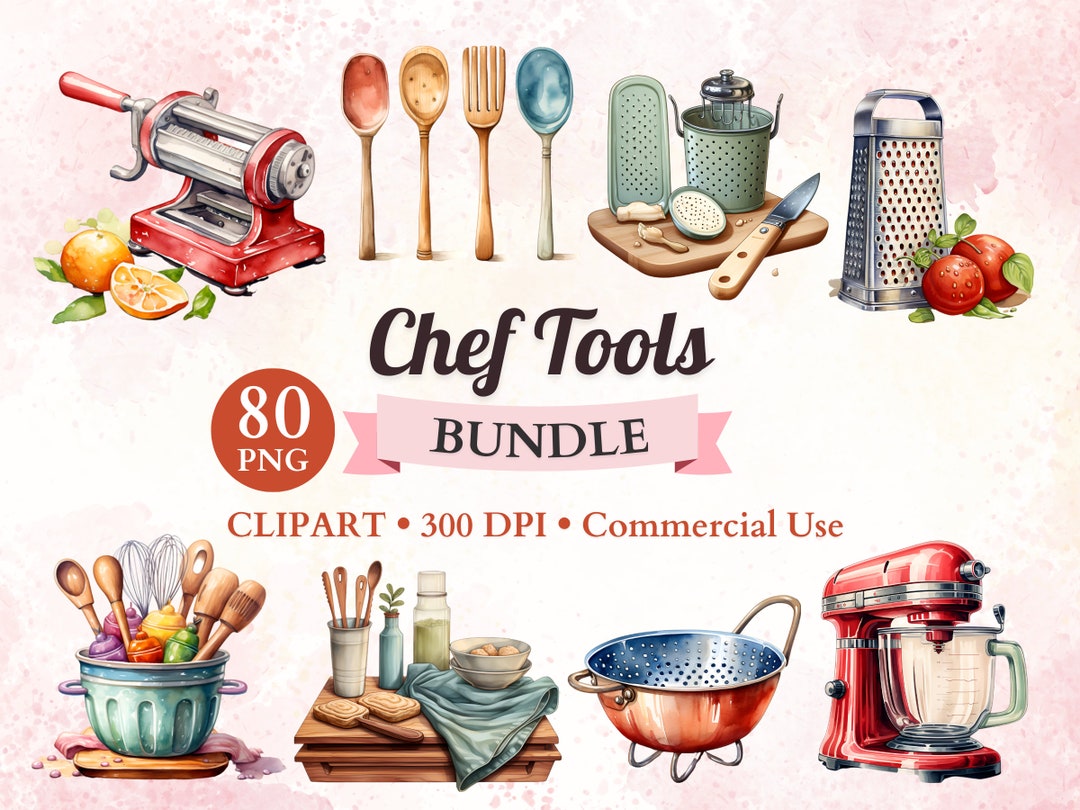 Chef Tools Clipart Bundle Set Watercolor Cooking Tools - Etsy Canada