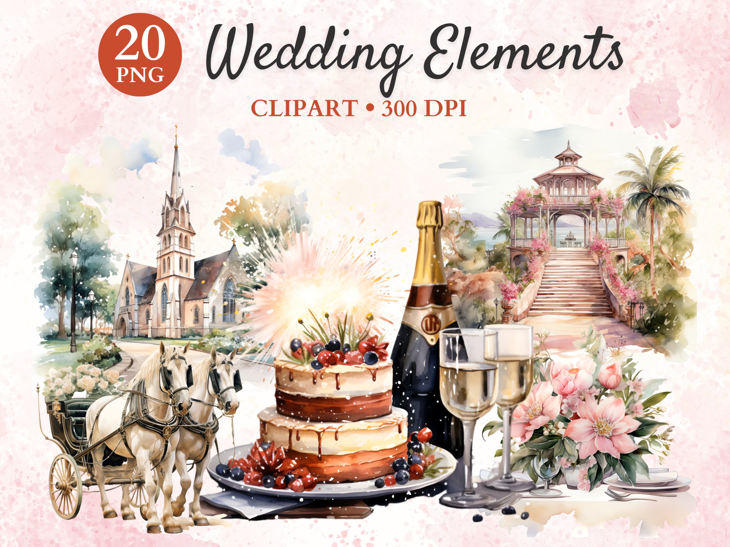 Wedding Elements Clipart, Wedding Day Clipart, Romantic Clipart ...